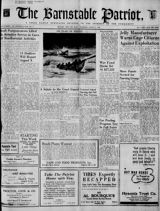 Barnstable Patriot. August 03, 1944 - Digital Commonwealth