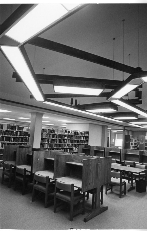 Library study carrels and stacks - Digital Commonwealth