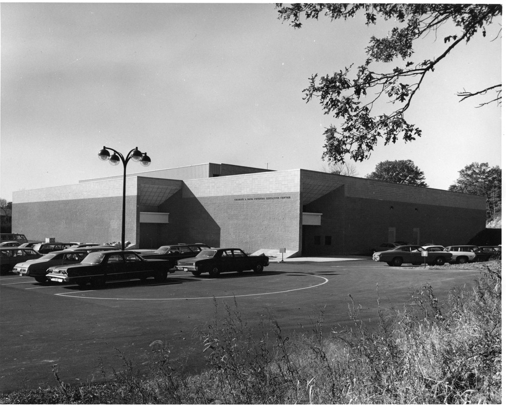 View of Dana Center from parking lot - Digital Commonwealth