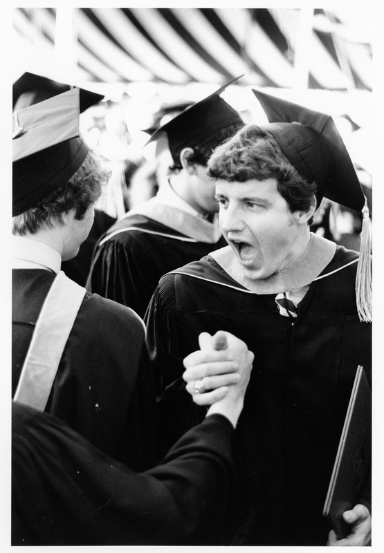 Students celebrate at 1980's Commencement - Digital Commonwealth