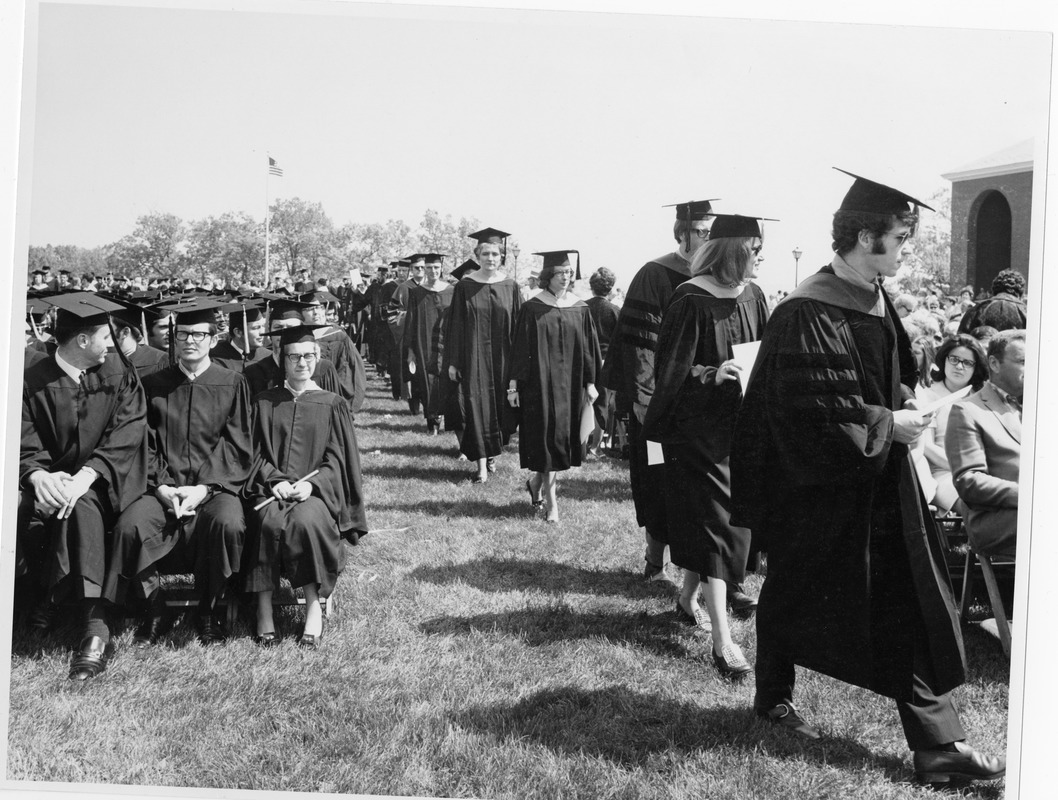 Student processional at Commencement ca early 1970's - Digital Commonwealth