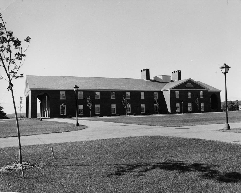View of Lindsay Hall from across quad - Digital Commonwealth