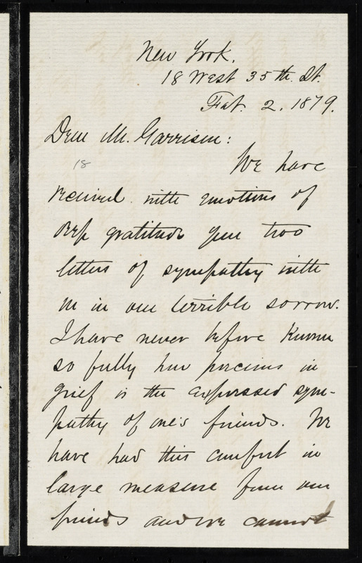 Letter from Daniel Henry Chamberlain, 18 West 35th St[reet], New York ...