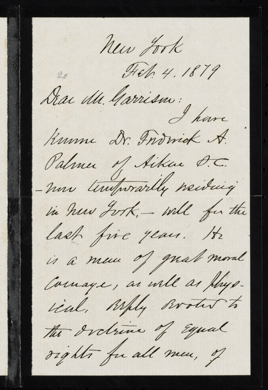 Letter from Daniel Henry Chamberlain, New York, to William Lloyd ...