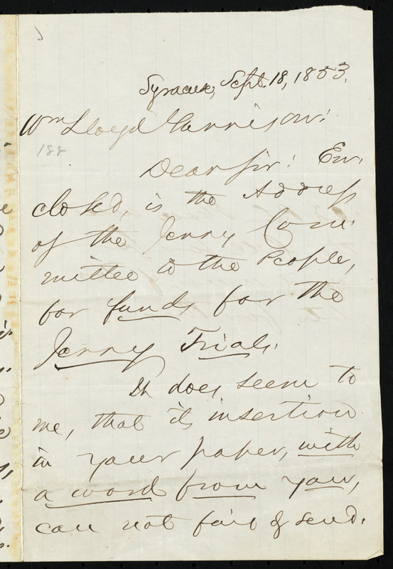 Letter from William Lusk Crandal, Syracuse, [N.Y.], to William Lloyd ...
