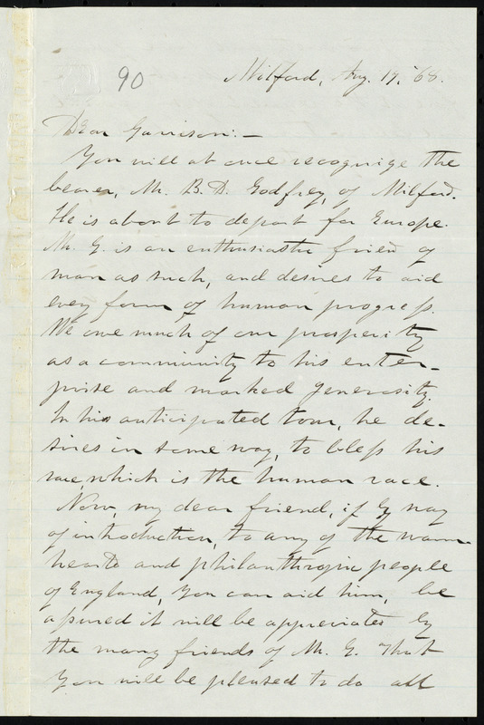 Letter from George Whittemore Stacy, Milford, to William Lloyd Garrison ...