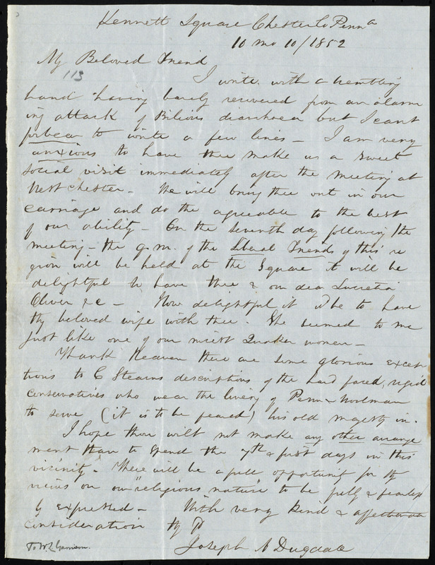 Letter from Joseph A. Dugdale, Kennett Square, Chester Co[unty], Penn ...