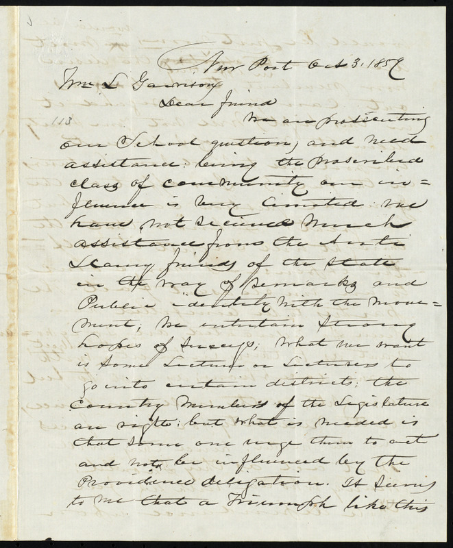 Letter from George Thomas Downing, New Port, [R.I.], to William Lloyd ...