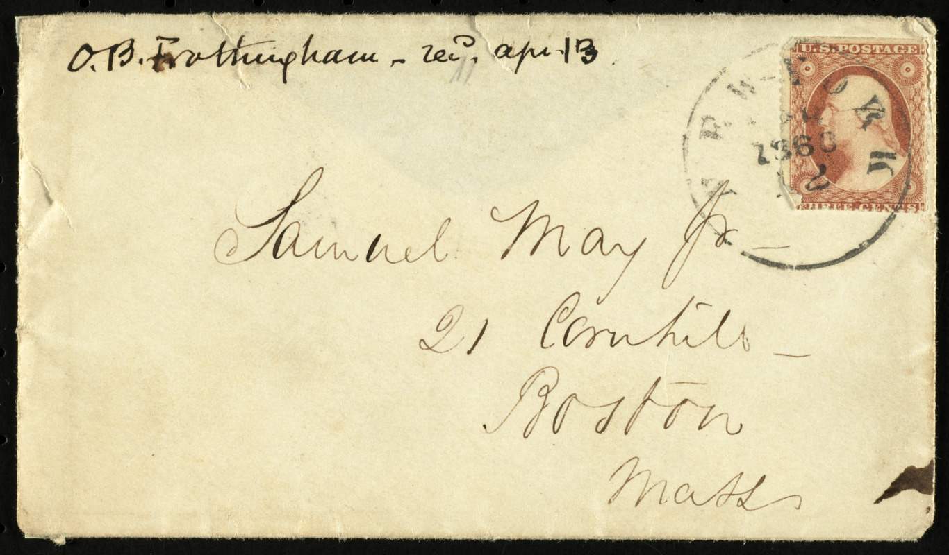 Letter from Octavius Brooks Frothingham, New York, to Samuel May, April ...