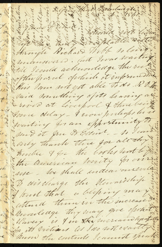 Letter from Eliza Wigham, Edinburgh, to Samuel May, 8.6.1860 - Digital ...