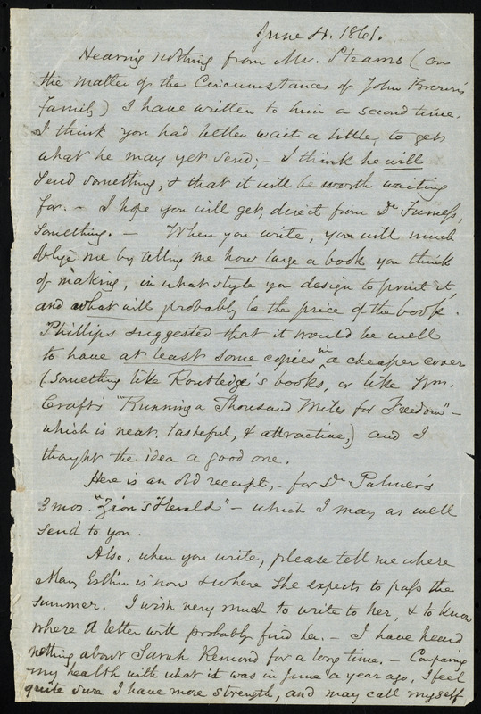 Letter from Samuel May, to Richard Davis Webb, June 4, 1861 - Digital ...