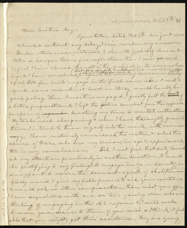 Letter from Cyrus Moses Burleigh, Annisquam, [Mass.], to Samuel May ...