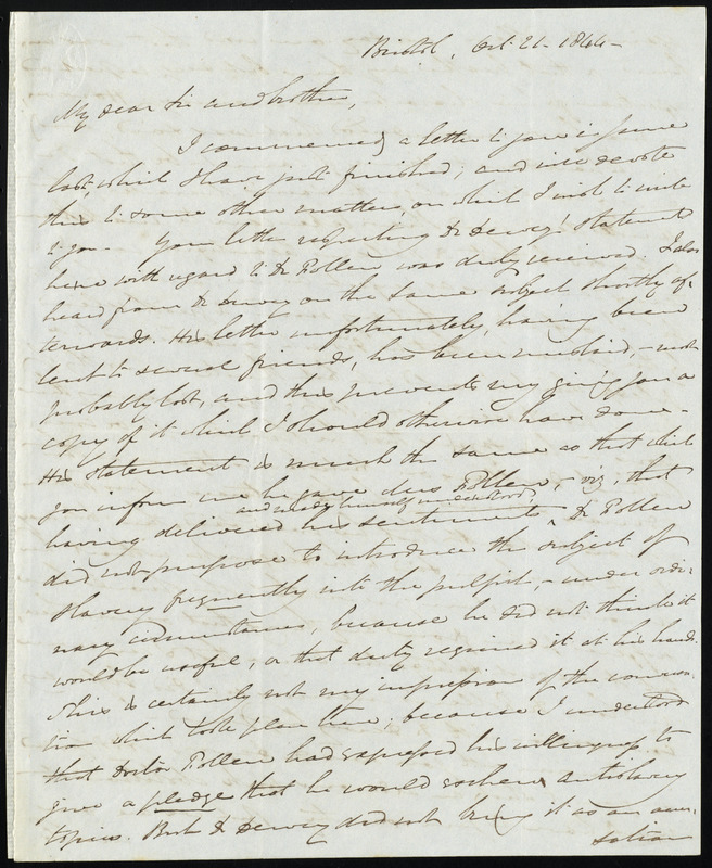 Letter from William James, Bristol, [England], to Samuel May, Oct. 21 ...