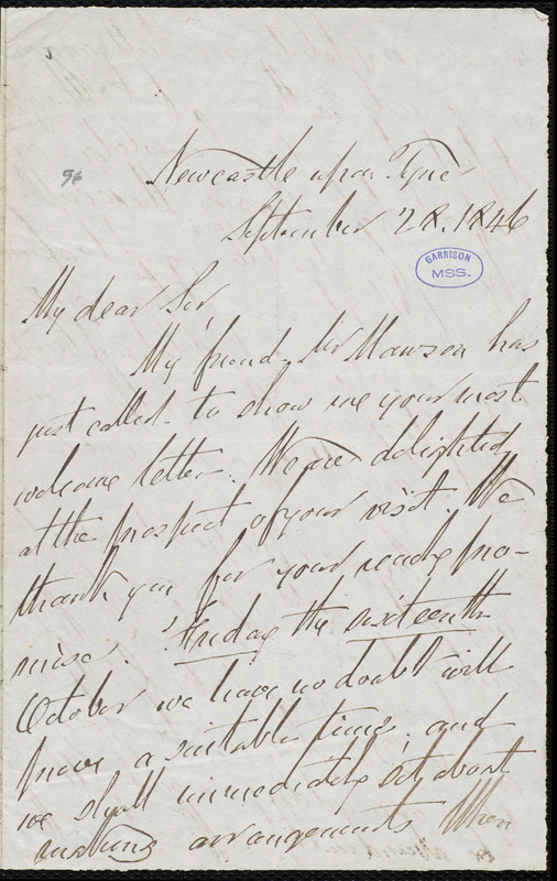Letter from George Harris, Newcastle upon Tyne, [England], to William ...