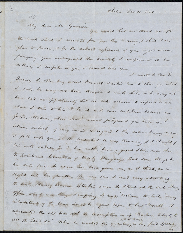 Letter from William Henry Furness, Phila[delphia], [Pa.], to William ...