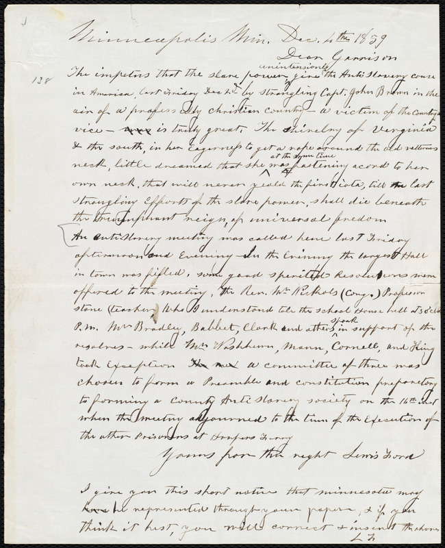 Letter from Lewis Ford, Minneapolis, Min[nesota], to William Lloyd ...