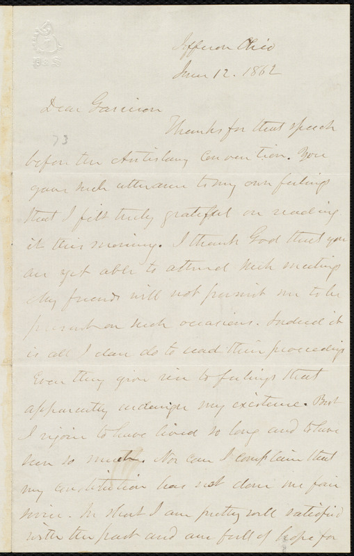 Letter from Joshua Reed Giddings, Jefferson, Ohio, to William Lloyd ...