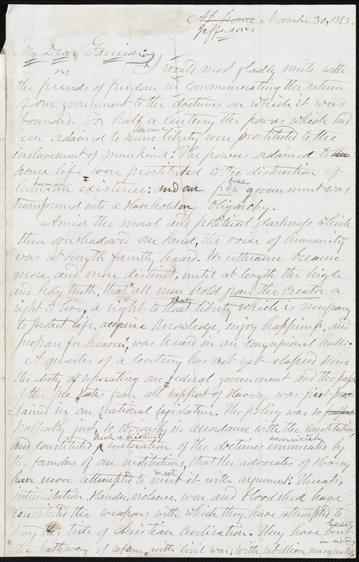 Letter from Joshua Reed Giddings, Jefferson, [Ohio], to William Lloyd ...