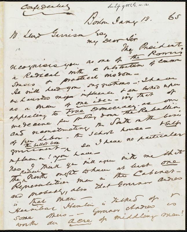 Letter from John Murray Forbes, Boston, [Mass.], to William Lloyd ...