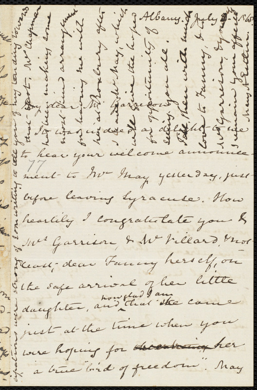 Letter from Mary Anne Estlin, Albany, [N.Y.], to William Lloyd Garrison ...