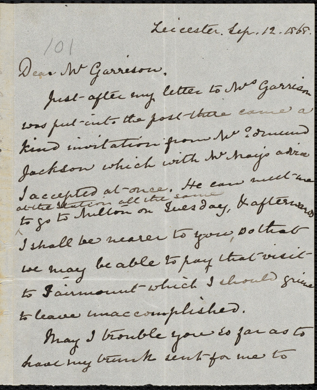 Letter from Mary Anne Estlin, Leicester, [Mass.], to William Lloyd ...