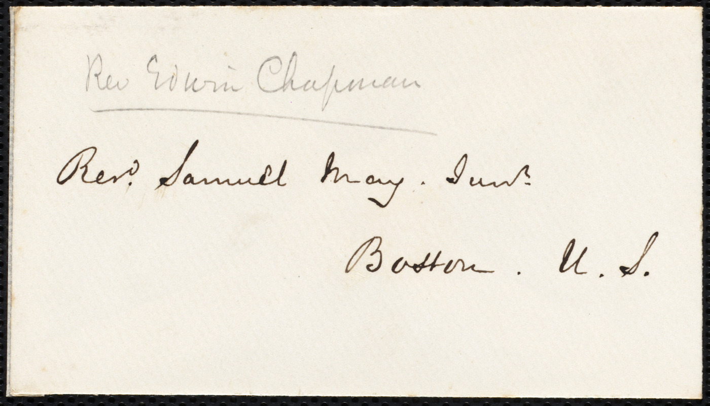 Letter from Edwin Chapman, Bristol, [England], to Samuel May, May 27 ...