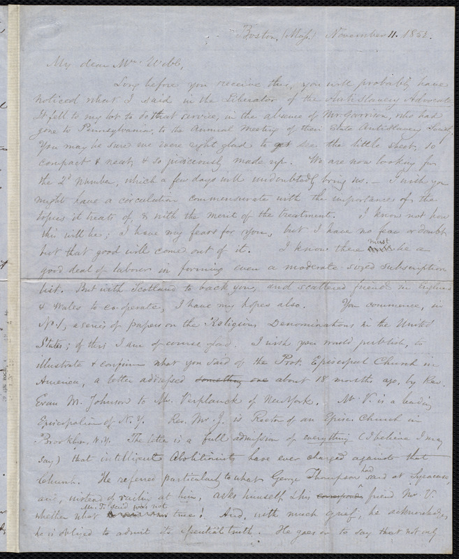 Letter from Samuel May, Boston, (Mass.), to Richard Davis Webb ...
