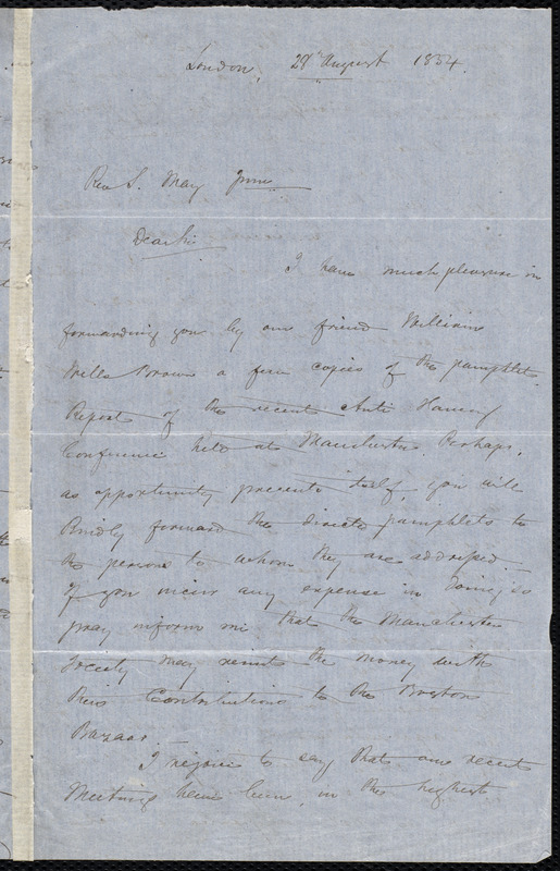 Letter from Frederick William Chesson, London, to Samuel May, 28 August ...