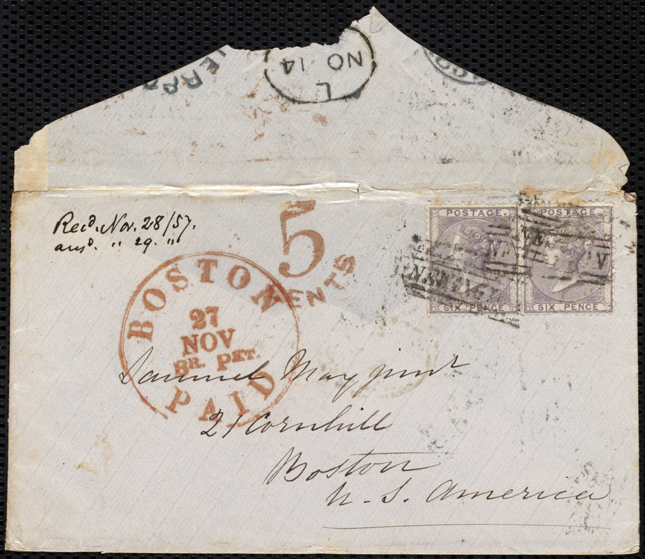 Letter from Eliza Wigham, Edinburgh, to Samuel May, 12.11.57 - Digital ...