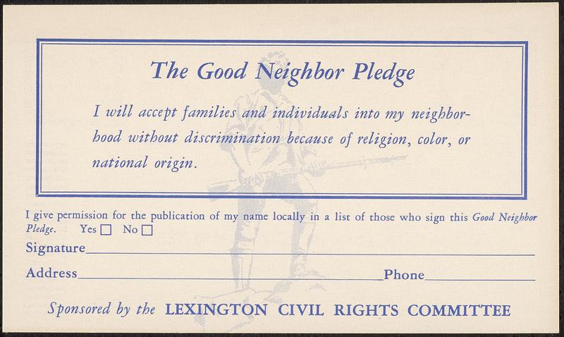 Good Neighbor Pledge postcard - Digital Commonwealth
