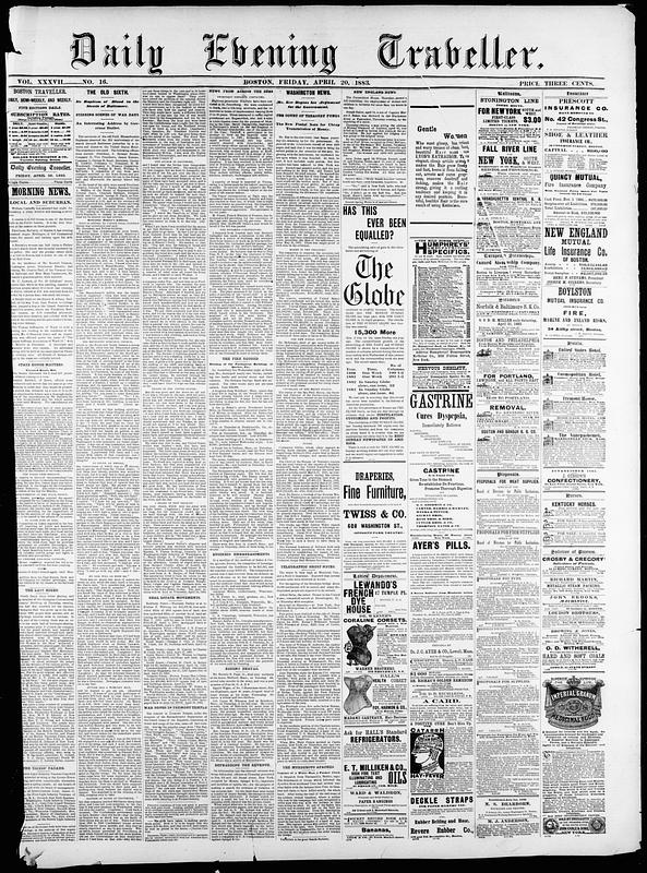 Daily Evening Traveller. April 20, 1883 - Digital Commonwealth