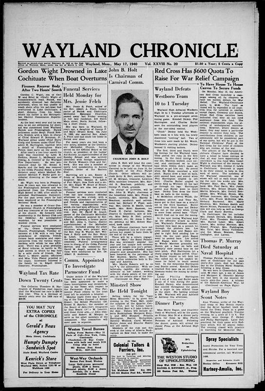 The Wayland Chronicle. May 17, 1940 - Digital Commonwealth