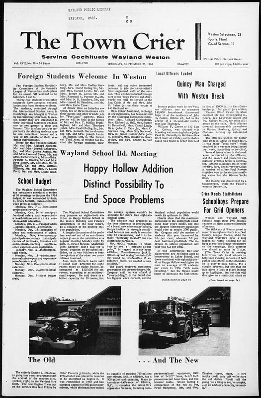 The Town Crier. September 26, 1963 - Digital Commonwealth