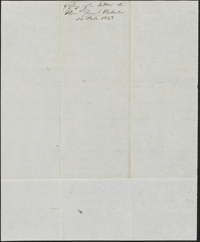 George Coffin to the Honorable Daniel Webster, 14 February 1843 ...