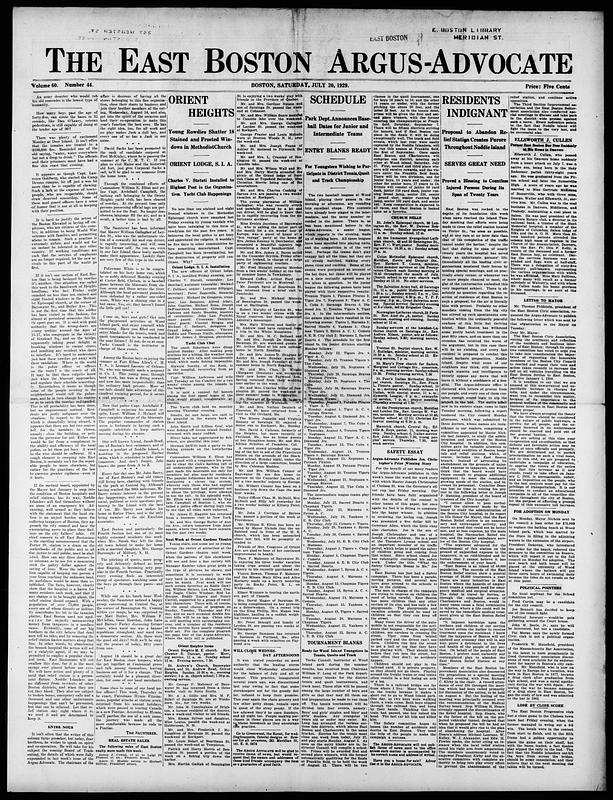 East Boston Argus-Advocate. July 20, 1929 - Digital Commonwealth