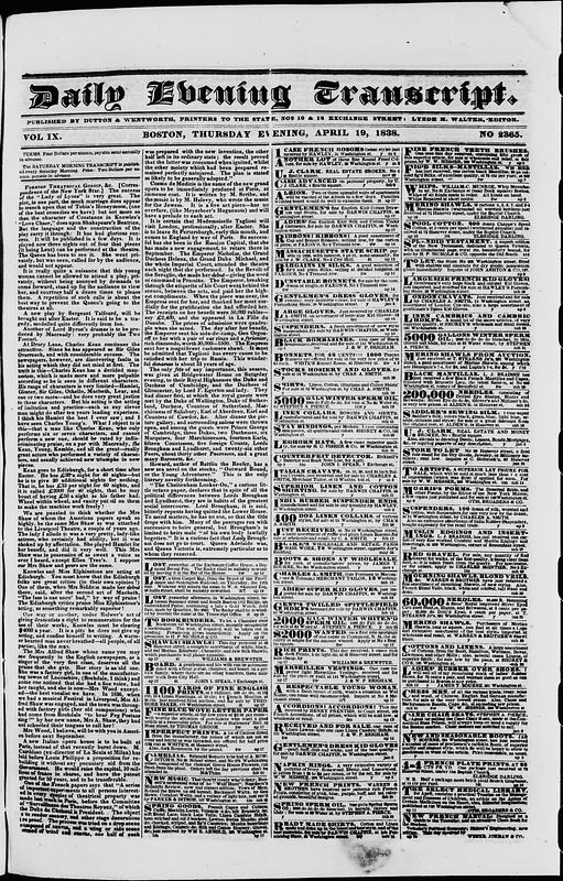 Daily Evening Transcript. April 19, 1838 - Digital Commonwealth