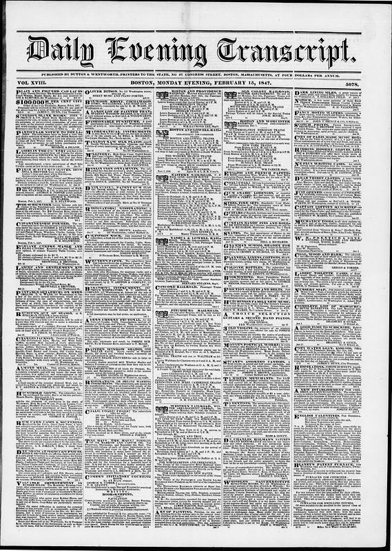 Daily Evening Transcript. February 15, 1847 - Digital Commonwealth