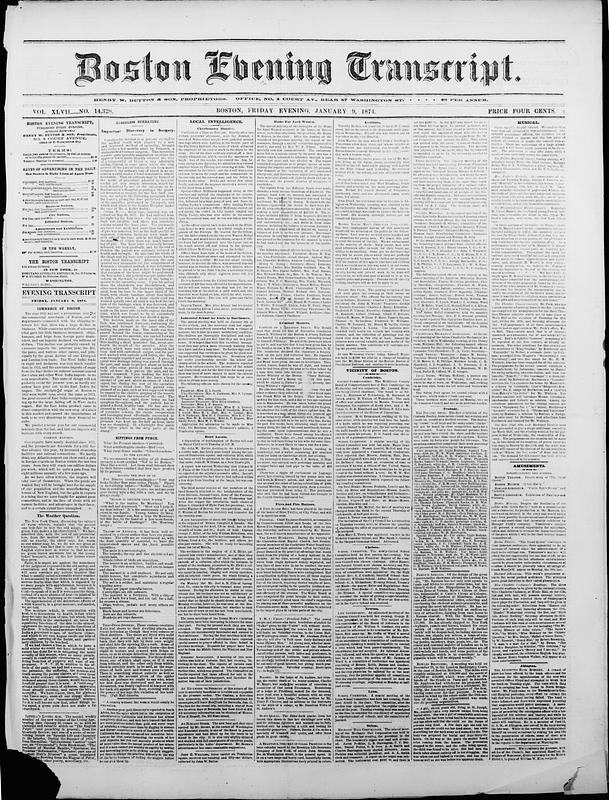 Boston Evening Transcript. January 09, 1874 - Digital Commonwealth