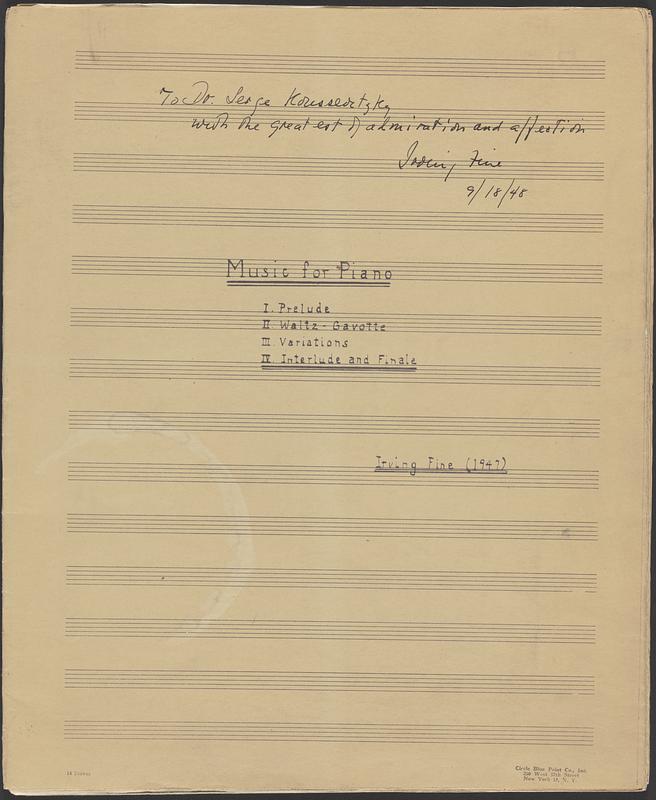 Music for piano : (1947) - Digital Commonwealth