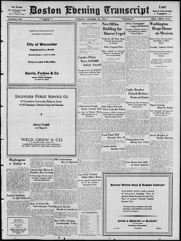 Boston Evening Transcript. December 26, 1929 - Digital Commonwealth