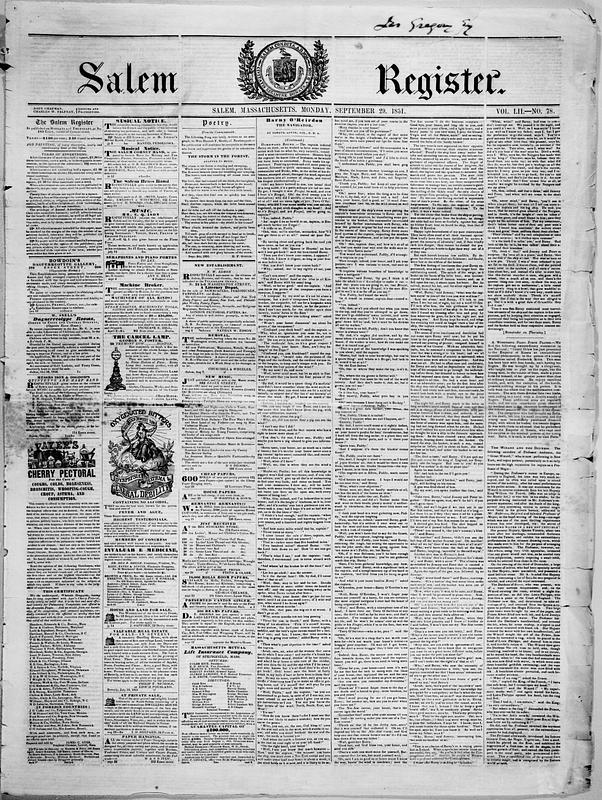 Salem Register. September 29, 1851 - Digital Commonwealth