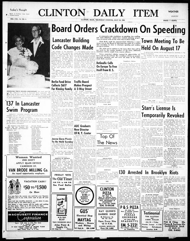 Clinton Daily Item. July 23, 1964 - Digital Commonwealth