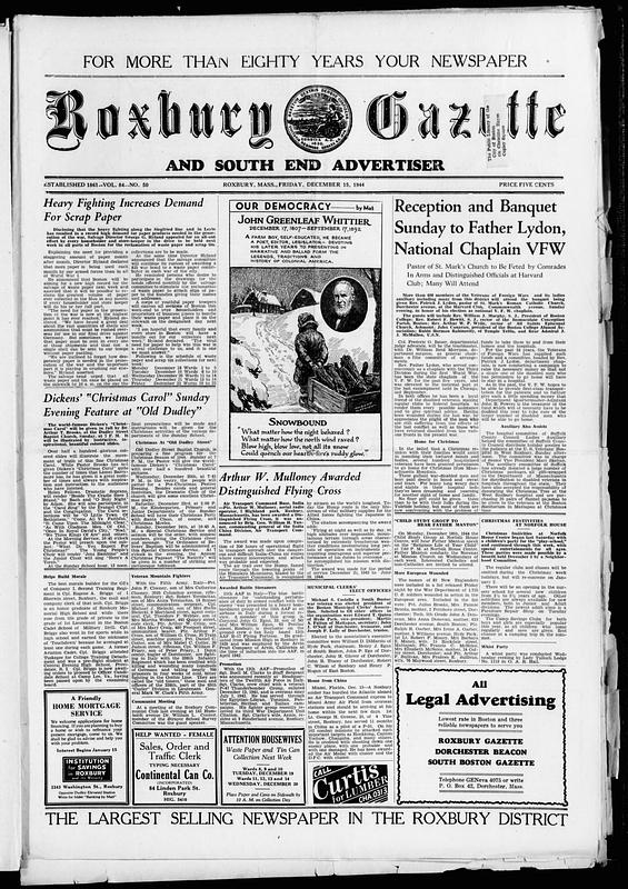 Roxbury Gazette and South End Advertiser, December 15, 1944 - Digital ...