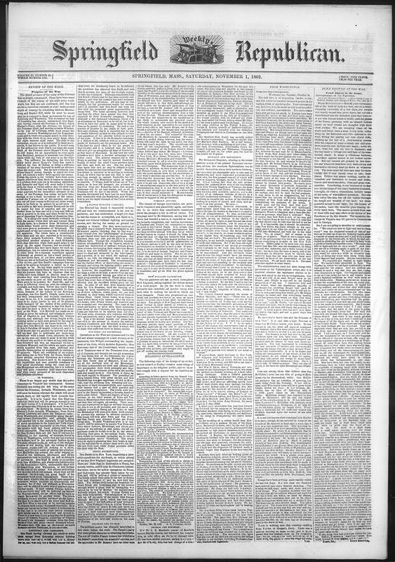 Springfield Weekly Republican. November 01, 1862 - Digital Commonwealth