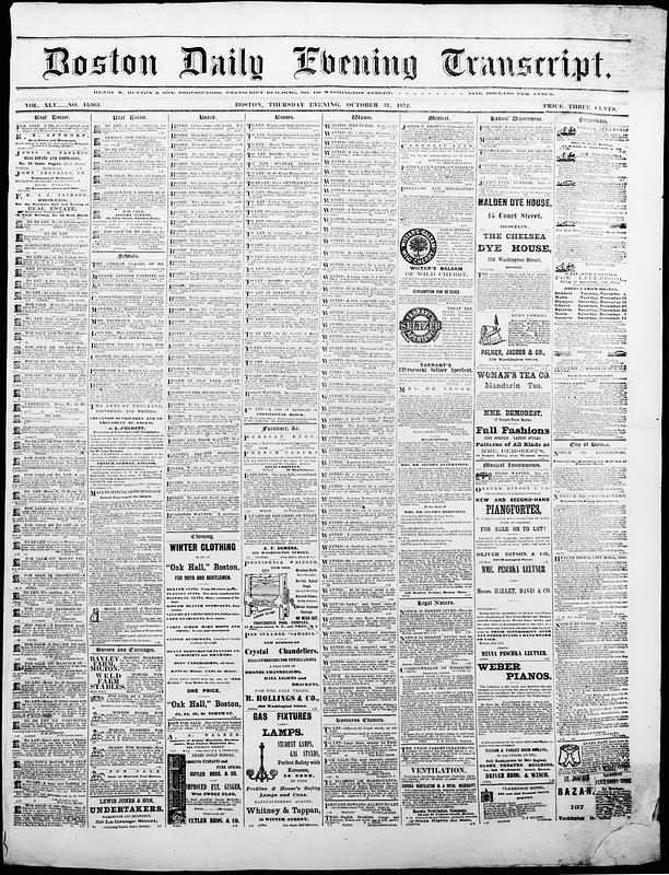 Boston Daily Evening Transcript. October 31, 1872 - Digital Commonwealth
