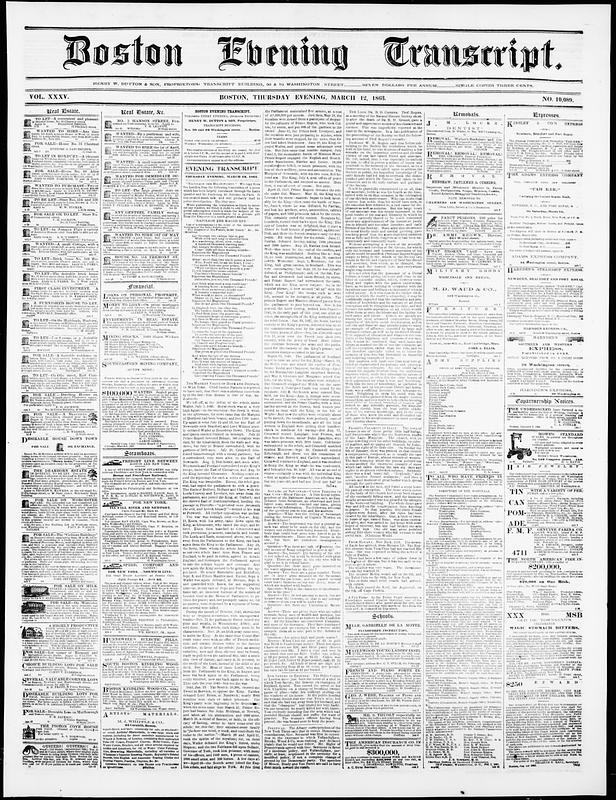 Boston Evening Transcript. March 12, 1863 - Digital Commonwealth