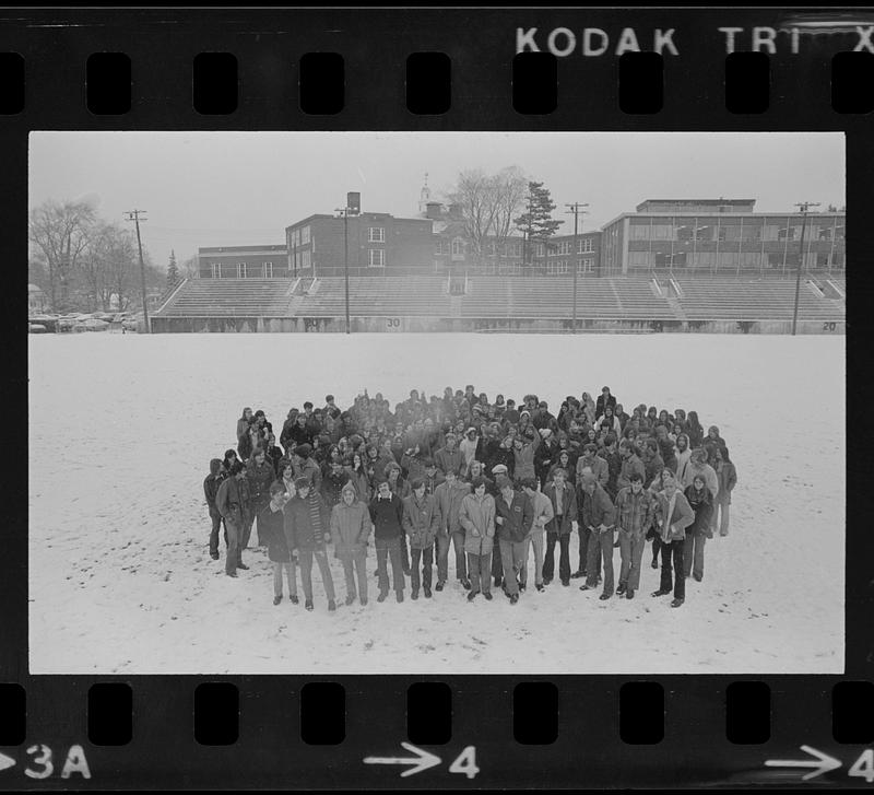 Senior class group in stadium - Digital Commonwealth