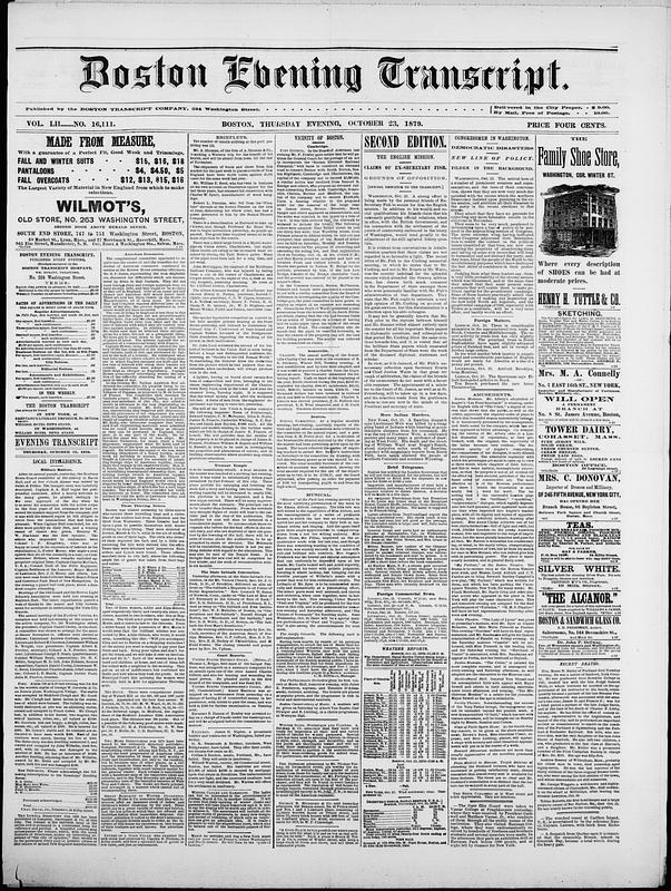 Boston Evening Transcript. October 23, 1879 - Digital Commonwealth