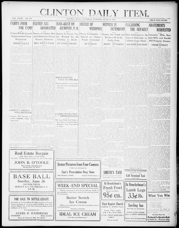 Clinton Daily Item. June 25, 1927 - Digital Commonwealth