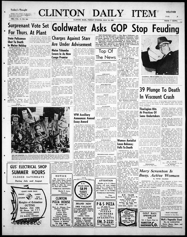 Clinton Daily Item. July 10, 1964 - Digital Commonwealth